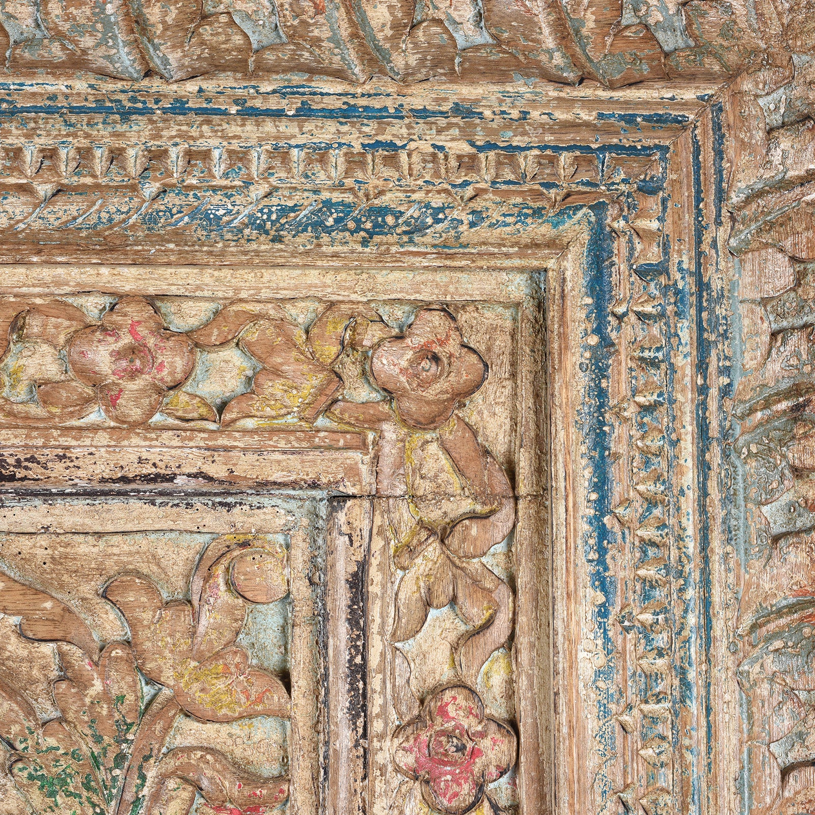 Carved Large Mihrab Mirror Frame - Limed And Painted Finish | Indigo ...