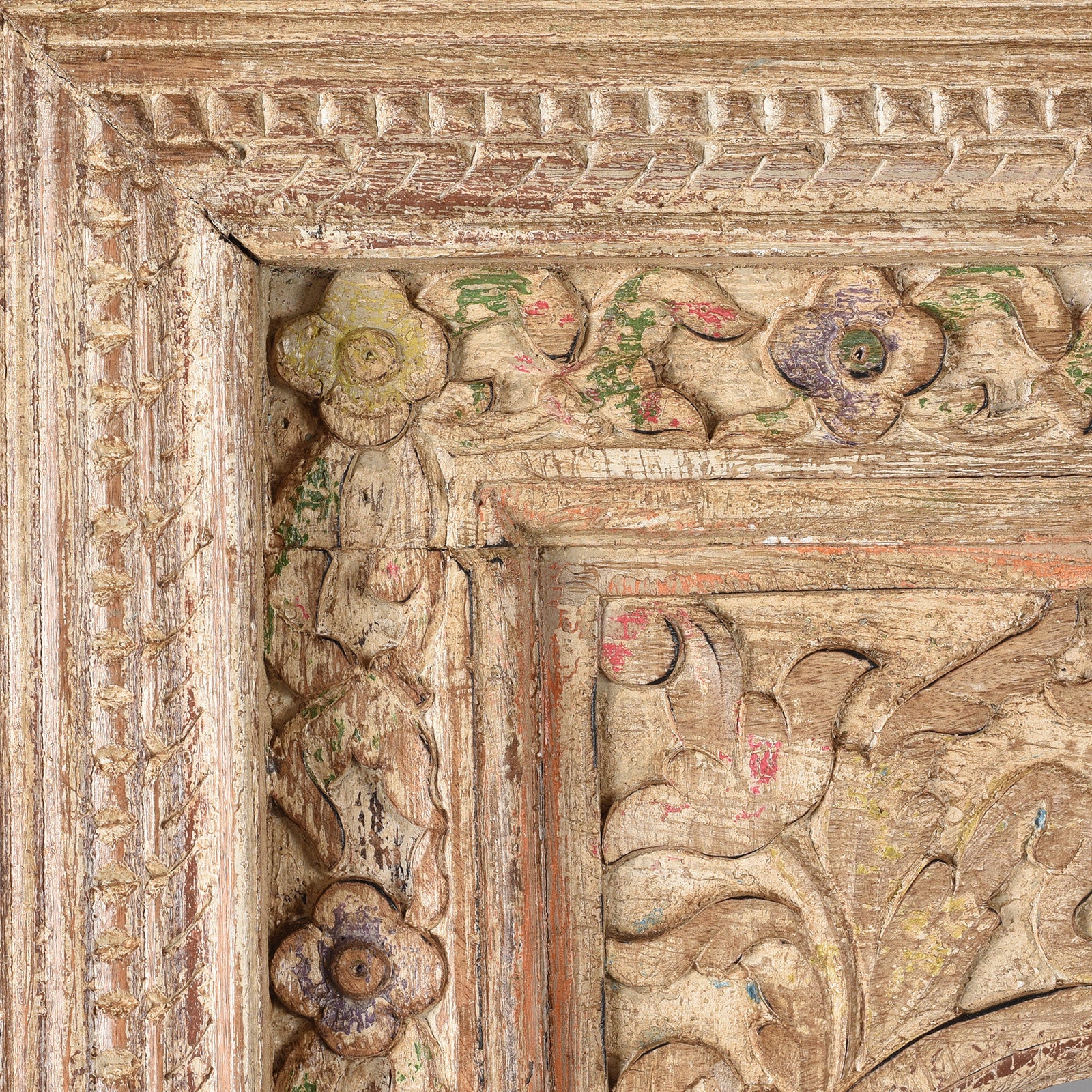 Carved Large Mihrab Mirror - Limed And Painted Finish | Indigo Antiques