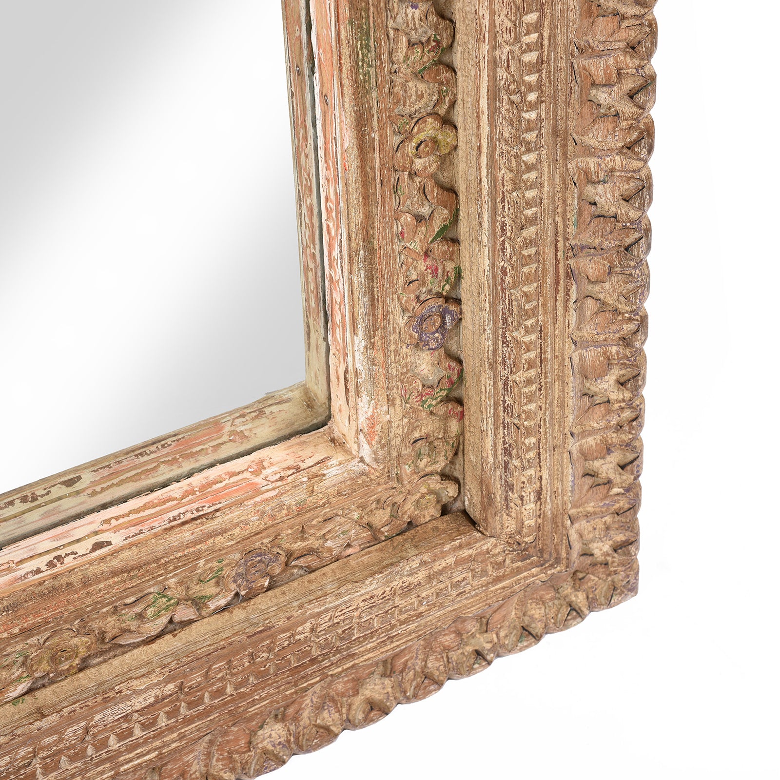 Carved Large Mihrab Mirror - Limed And Painted Finish | Indigo Antiques