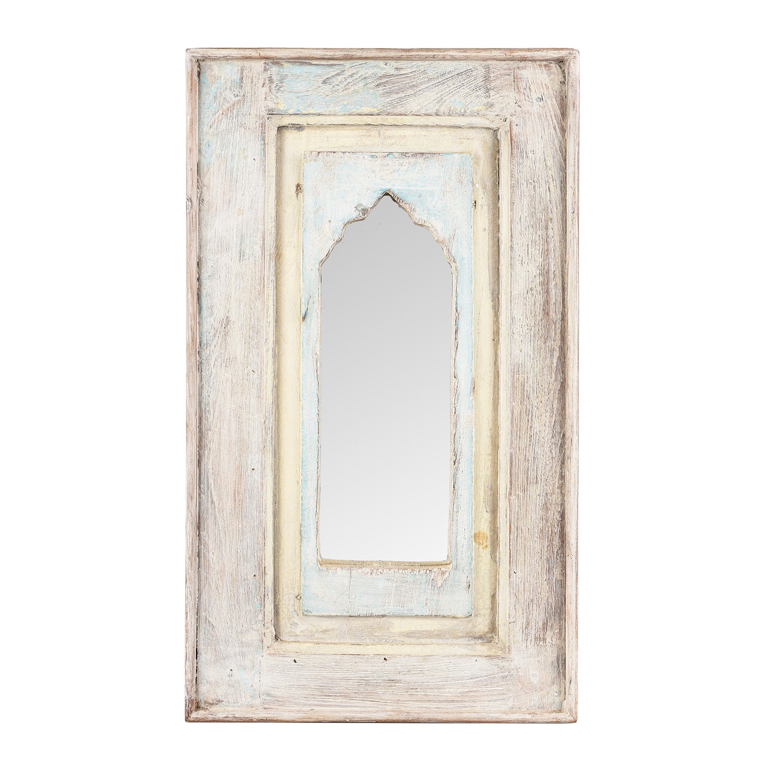 Painted Mihrab Mirror Made From Old Teak Panel | Indigo Antiques
