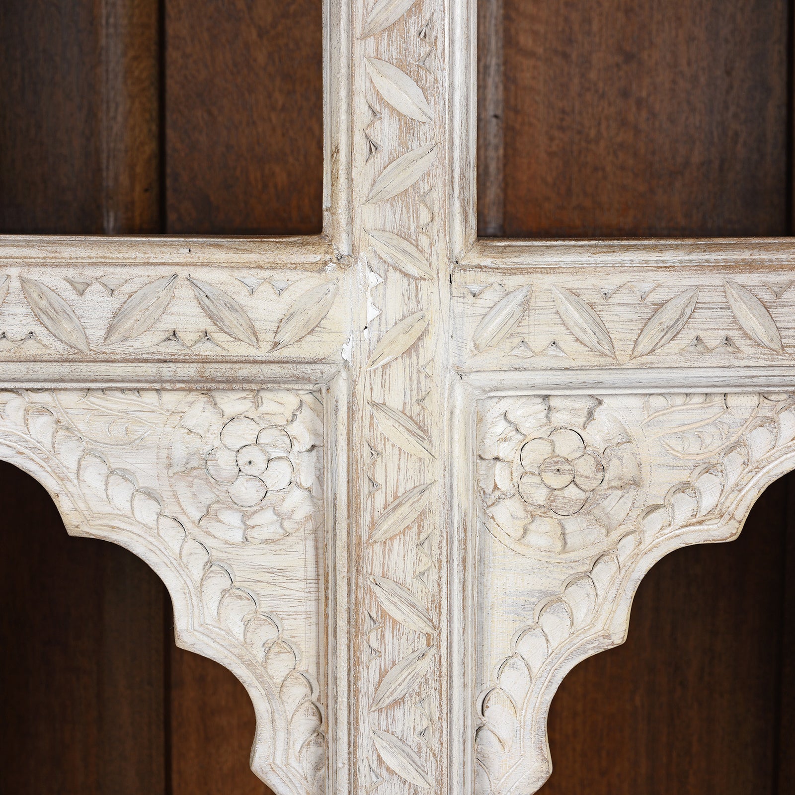 Limed Mango Wood Display Shelf From Rajasthan | Indigo Antiques