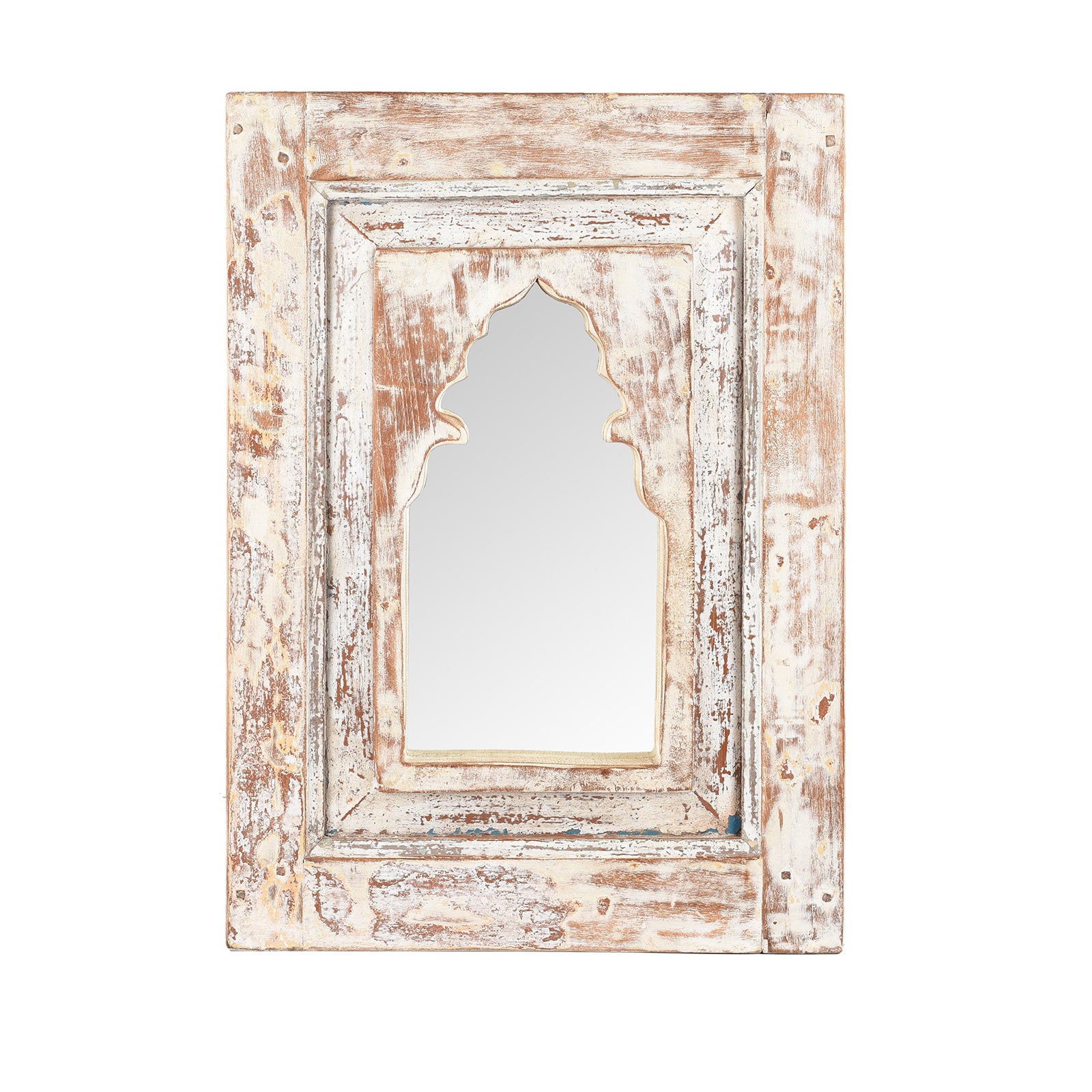 Painted Mihrab Mirror Made From Old Teak Panel | Indigo Antiques