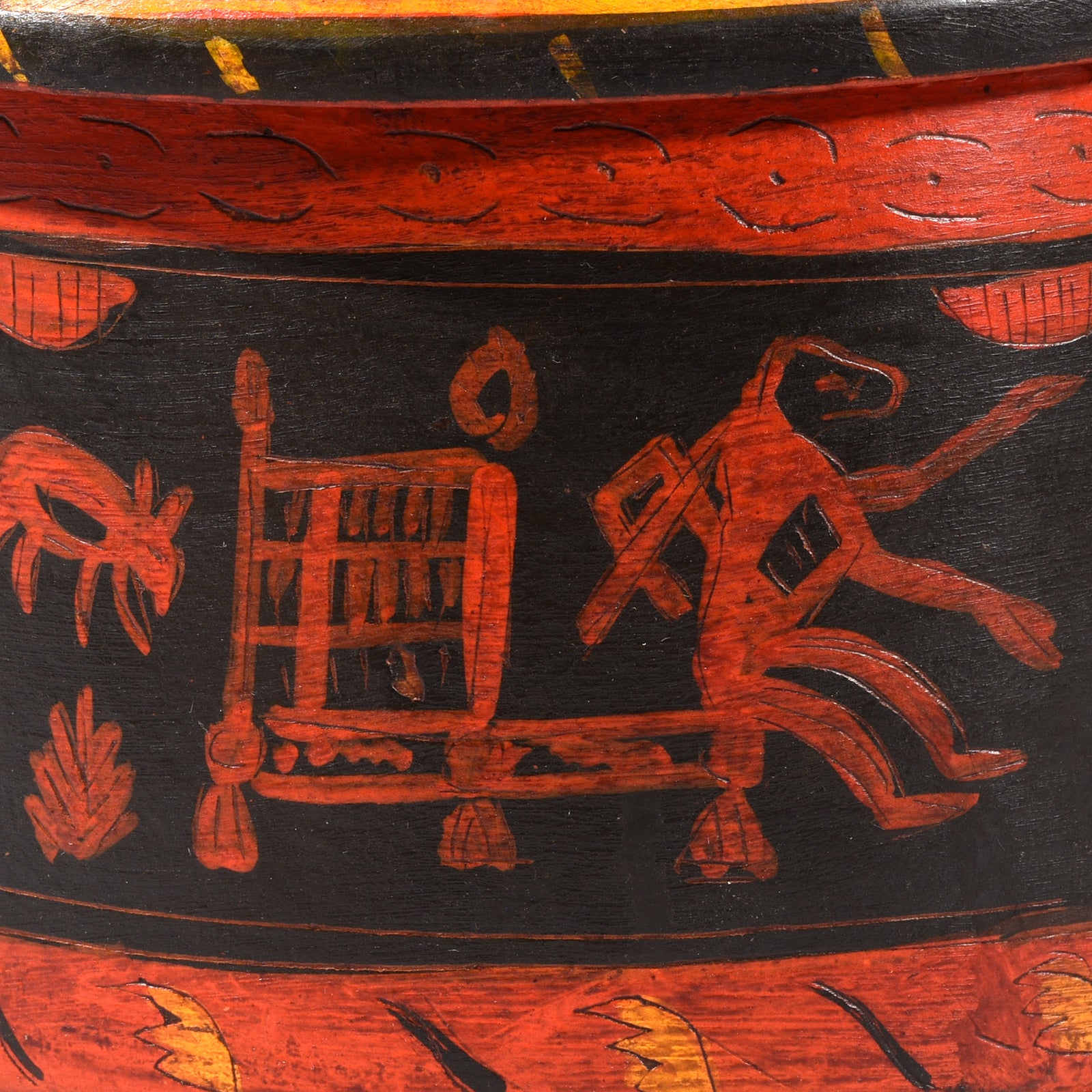 Painted Lacquer Pot From Pakistan | Indigo Antiques