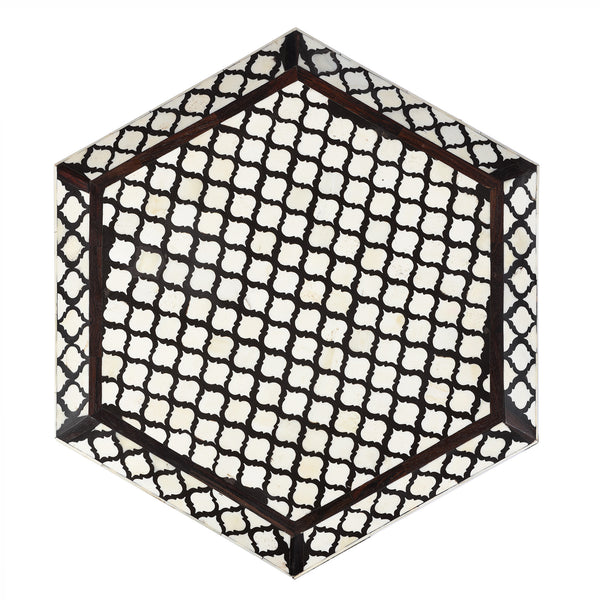 Indian Bone Inlay Hexagonal Table - Moorish Style | Indigo Antiques