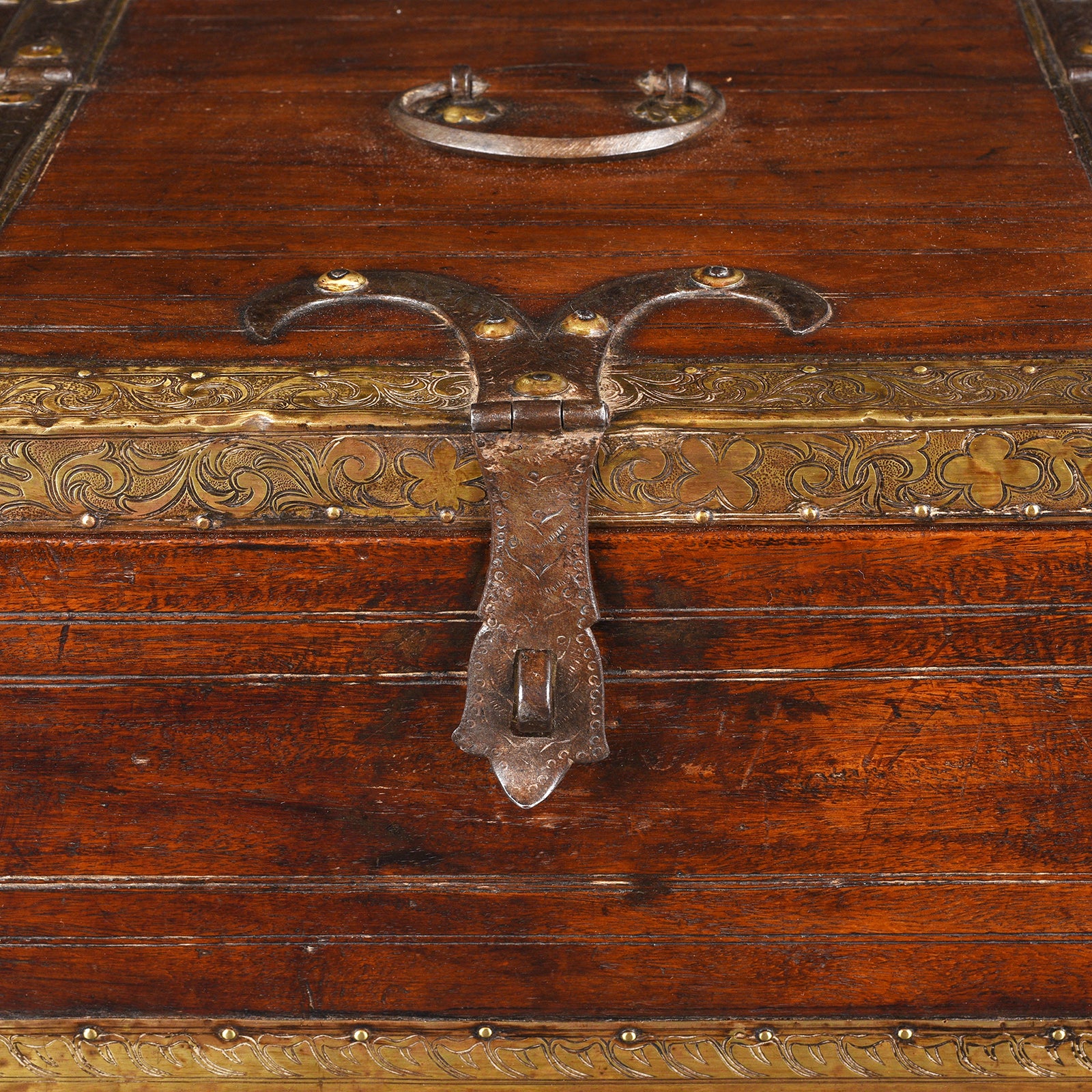 Antique Brass Bound Merchants Box From Shekhawati | Indigo Antiques