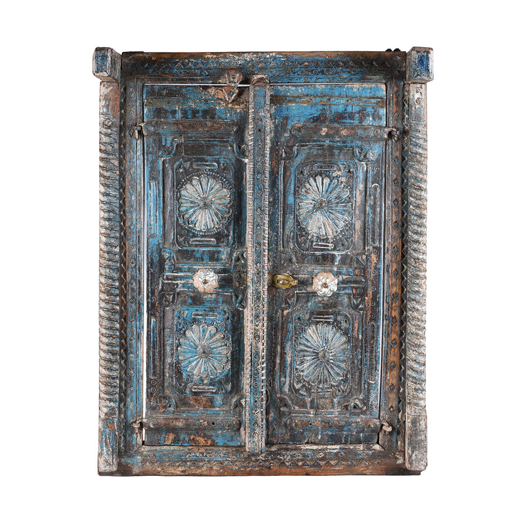 Limed Mango Wood Display Shelf From Rajasthan | Indigo Antiques