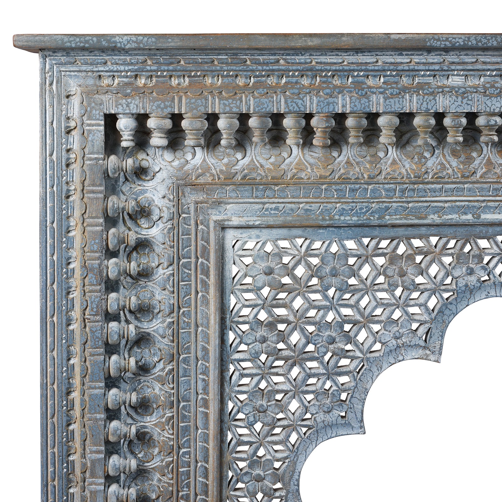 Limed Mango Wood Display Shelf From Rajasthan | Indigo Antiques