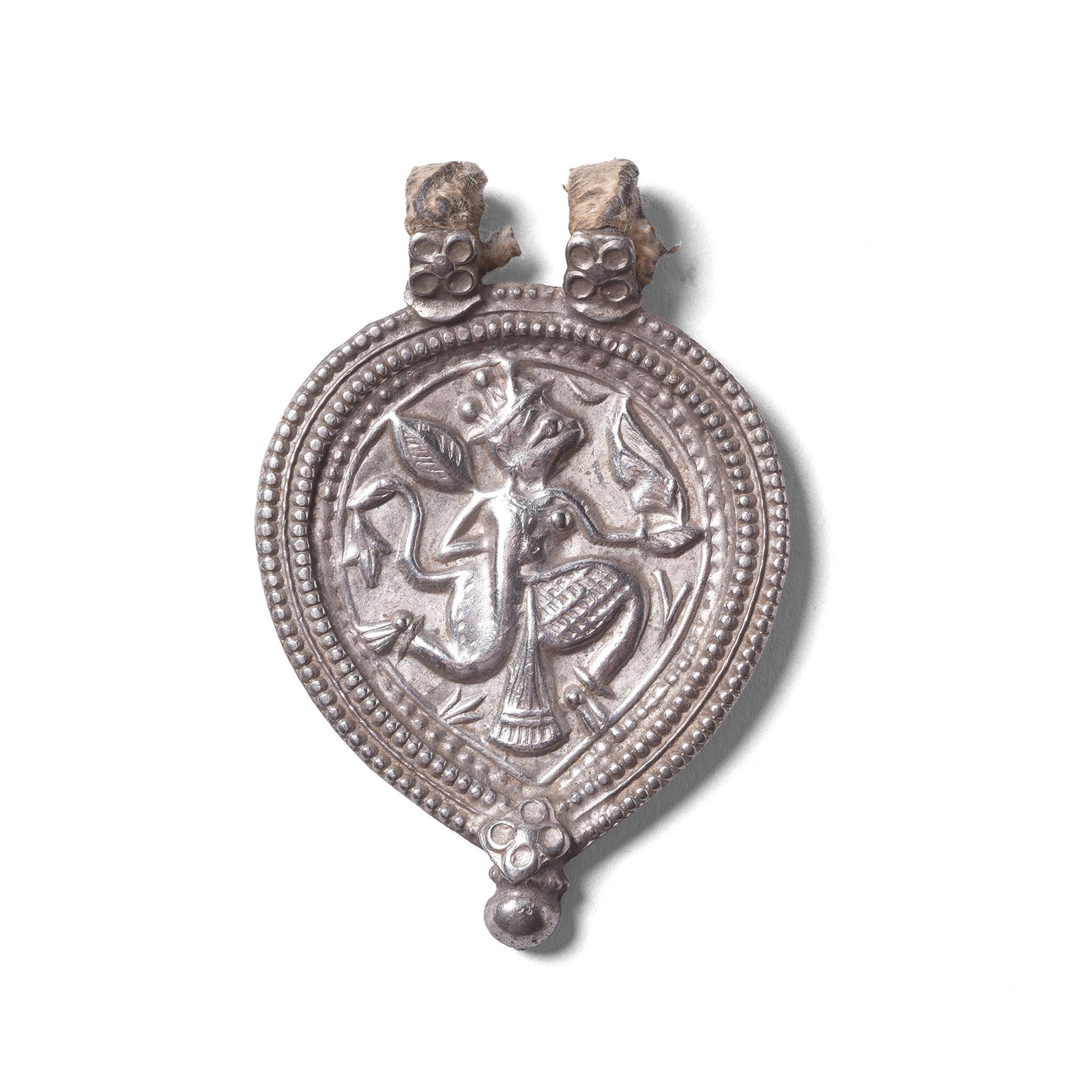Tribal Silver Amulet From Rajasthan - krishna Feet Design | Indigo Antiques