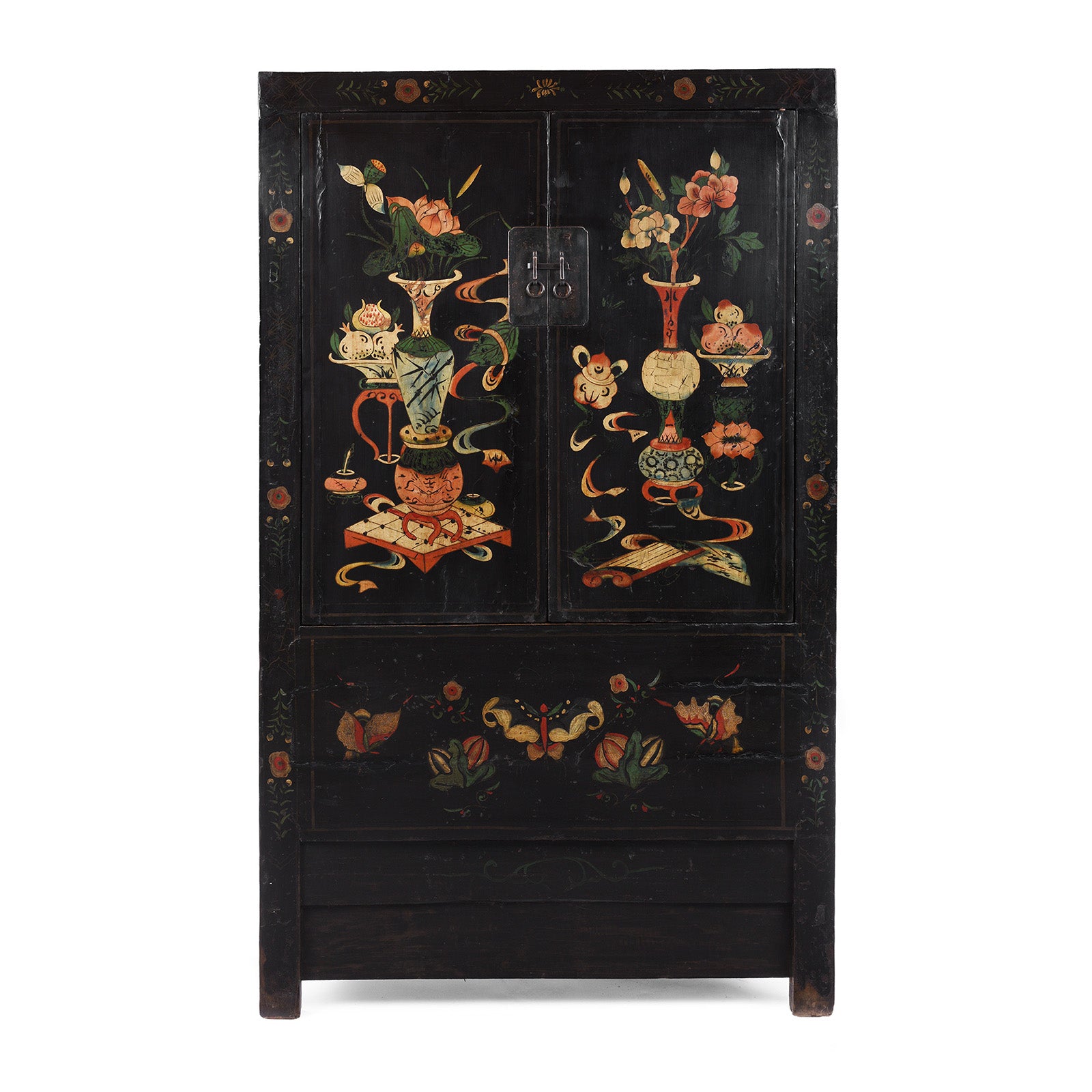 Antique Chinese Black Lacquer Wedding Cabinet | Indigo Antiques