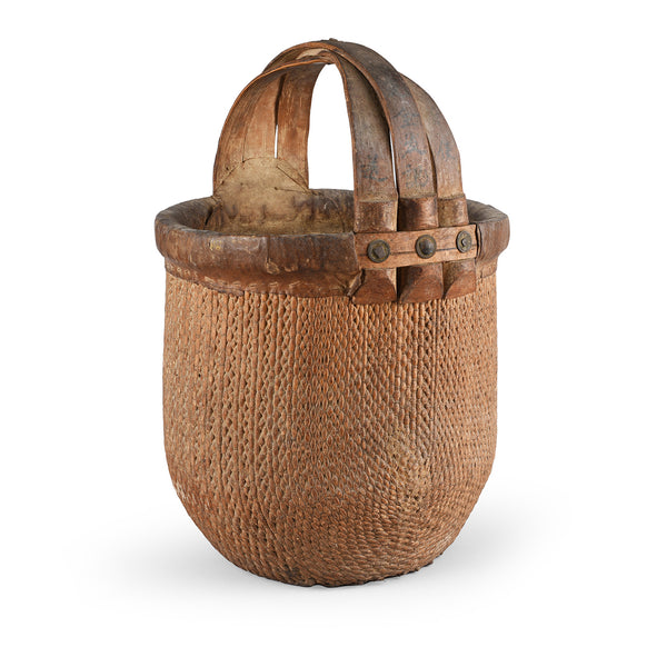 Vintage Woven Willow Farmers Vegetable Basket | Indigo Antiques