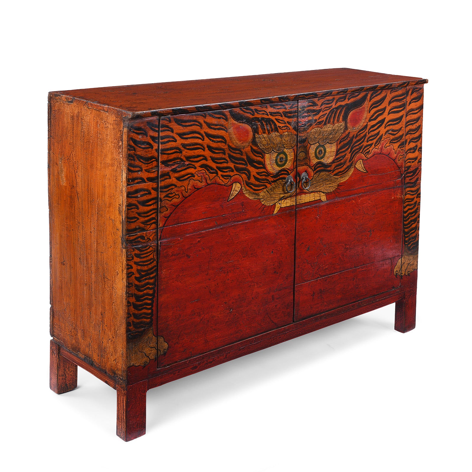 Antique Chinese Painted Tiger Cabinet | Indigo Antiques