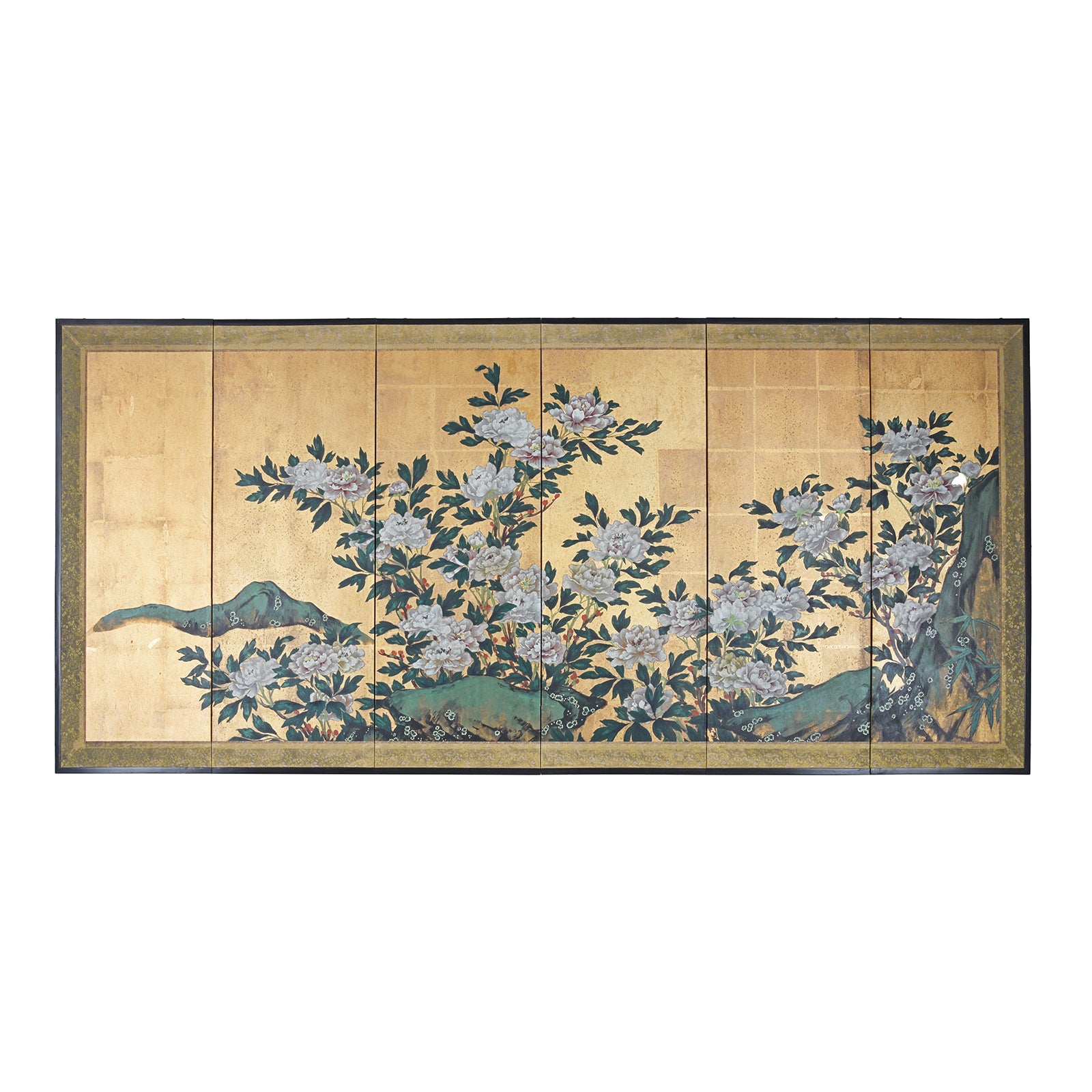 Vintage Japanese Gold Rinpa Style Byobu Screen | Indigo Antiques