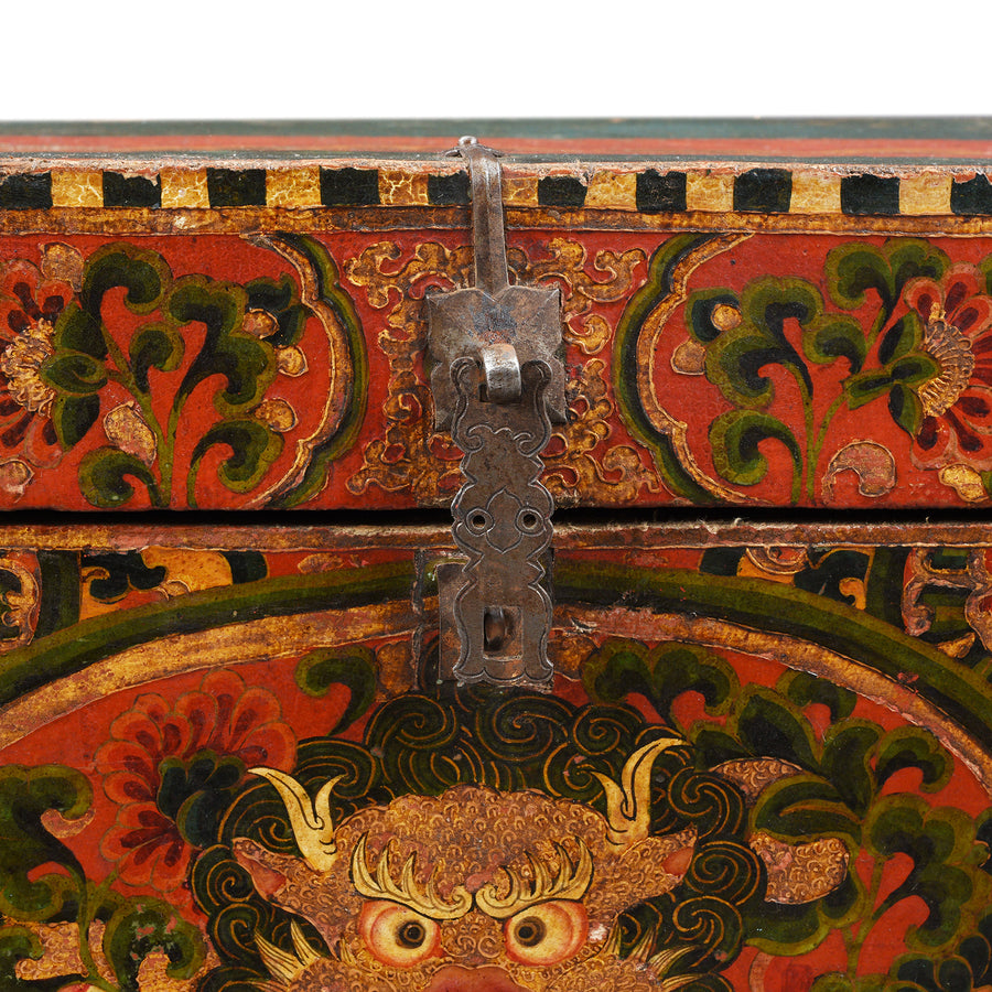 Old Painted Tibetan Dragon Storage Chest | Indigo Antiques