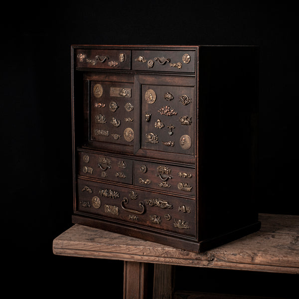 Antique Japanese Cha Dansu Tea Cabinet With Menuki | Indigo Antiques