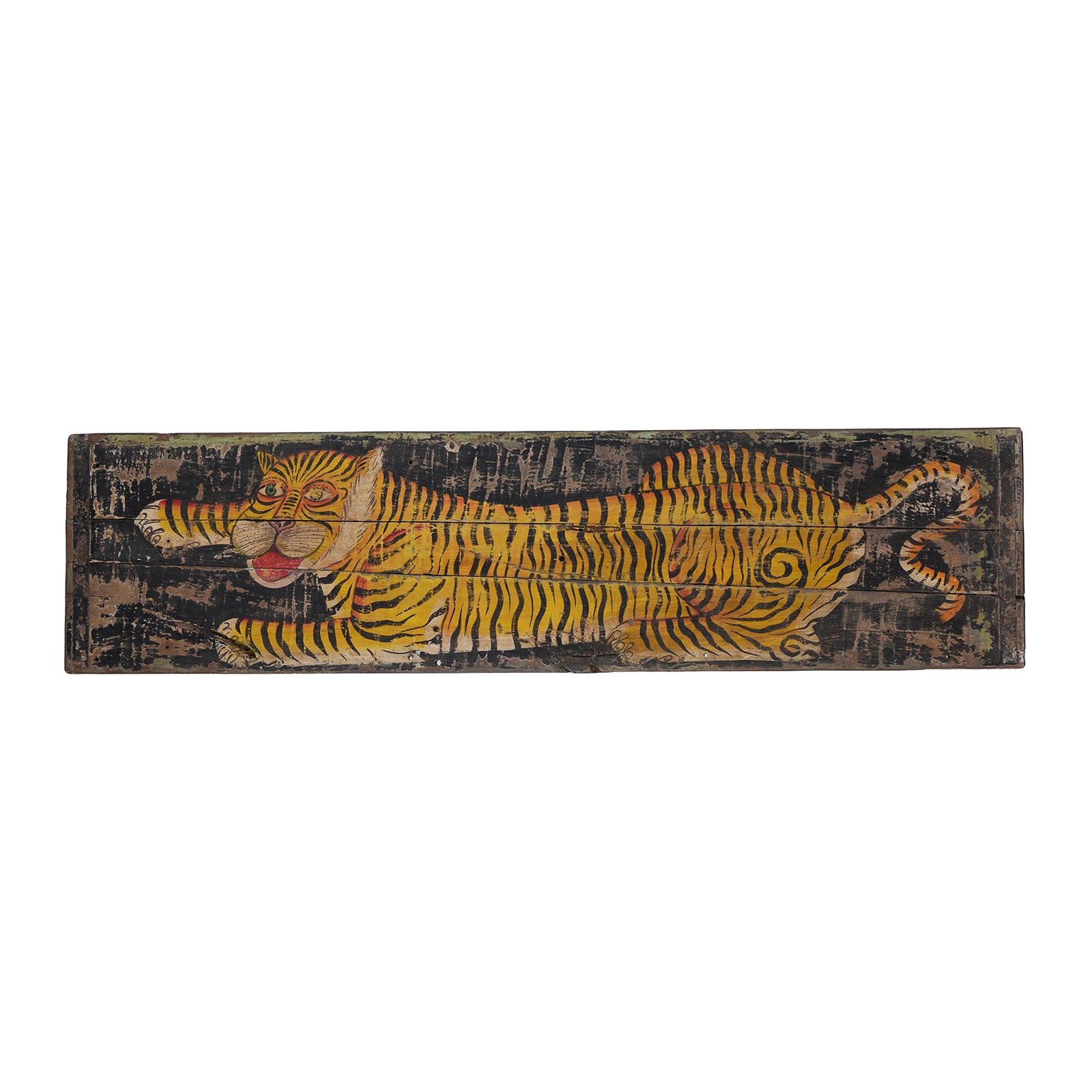 Black Painted Tiger Panel | Indigo Antiques