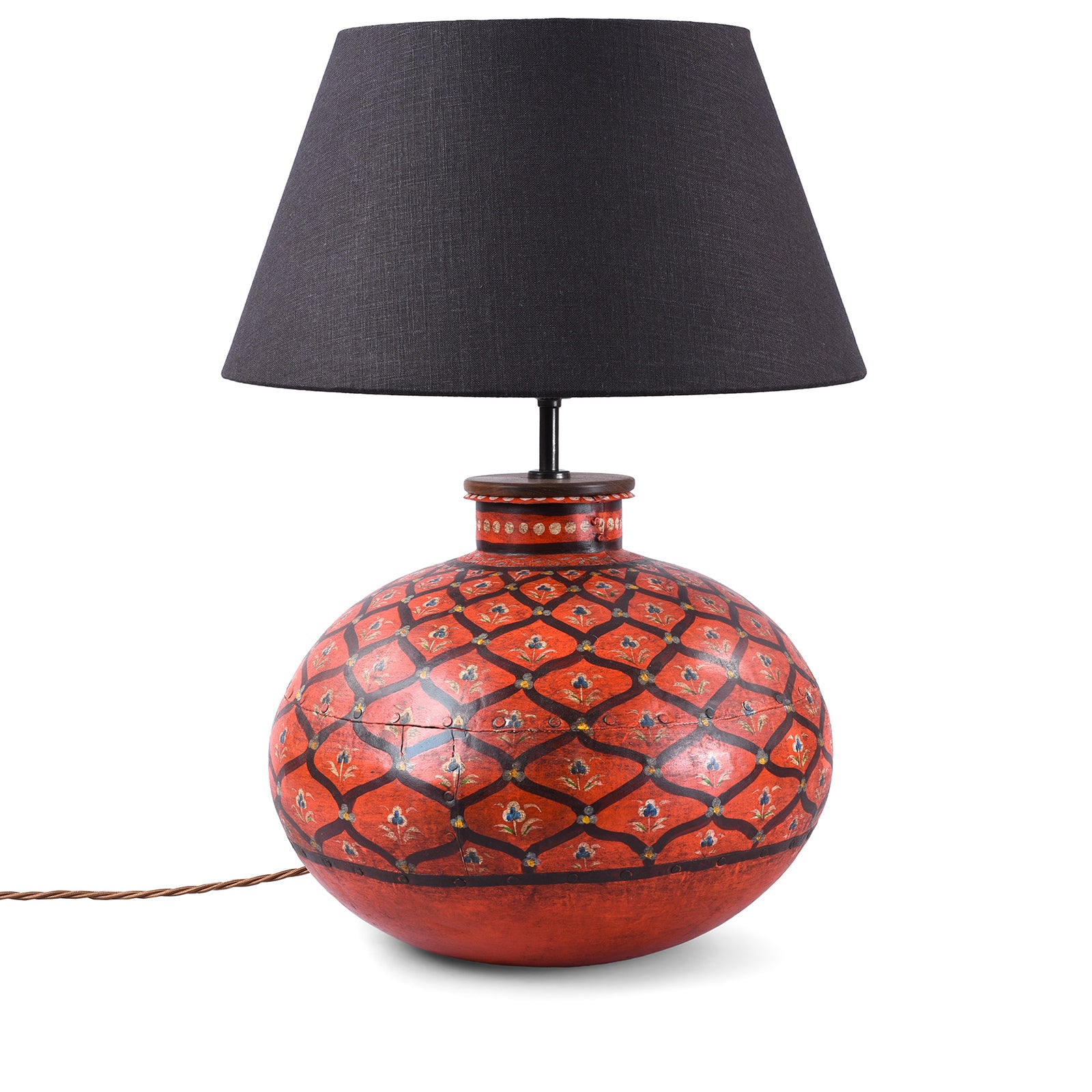 Painted Indian Matka Table Lamp | Bold & Bohemian Lighting | Indigo ...