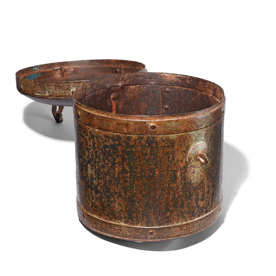 Antique Iron Indian Storage Container From Rajasthan | Indigo Antiques