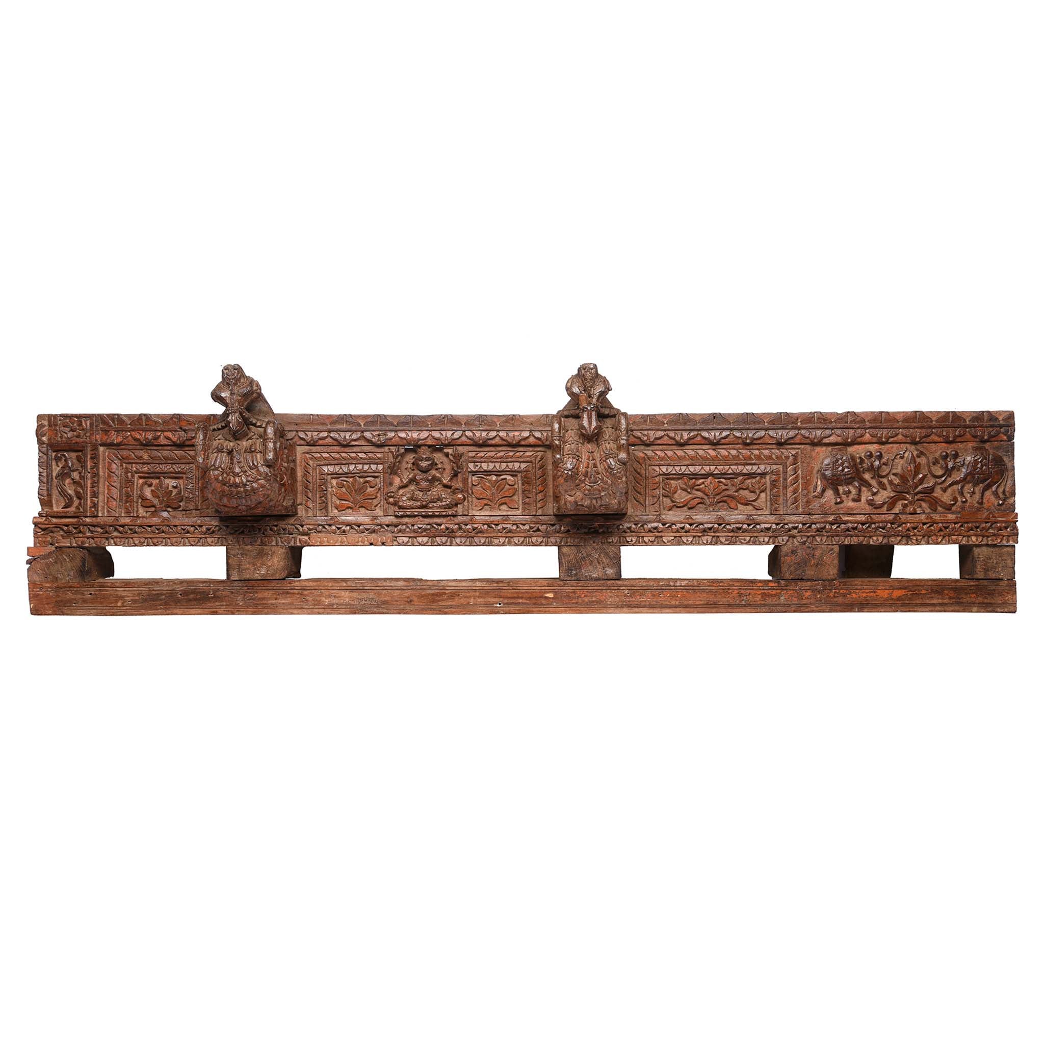 Carved Teak Lintel Panel From Gujarat - 19thC | Indigo Antiques