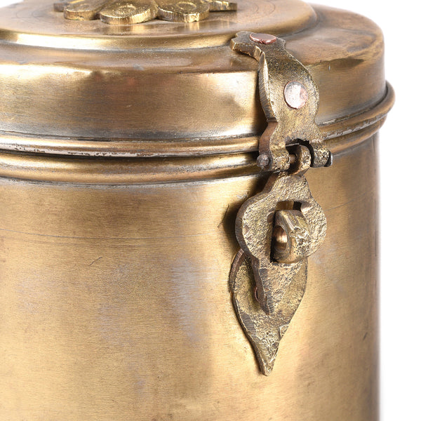 Vintage Small Brass Food Caddy From Bombay - Ca 1920 | Indigo Antiques
