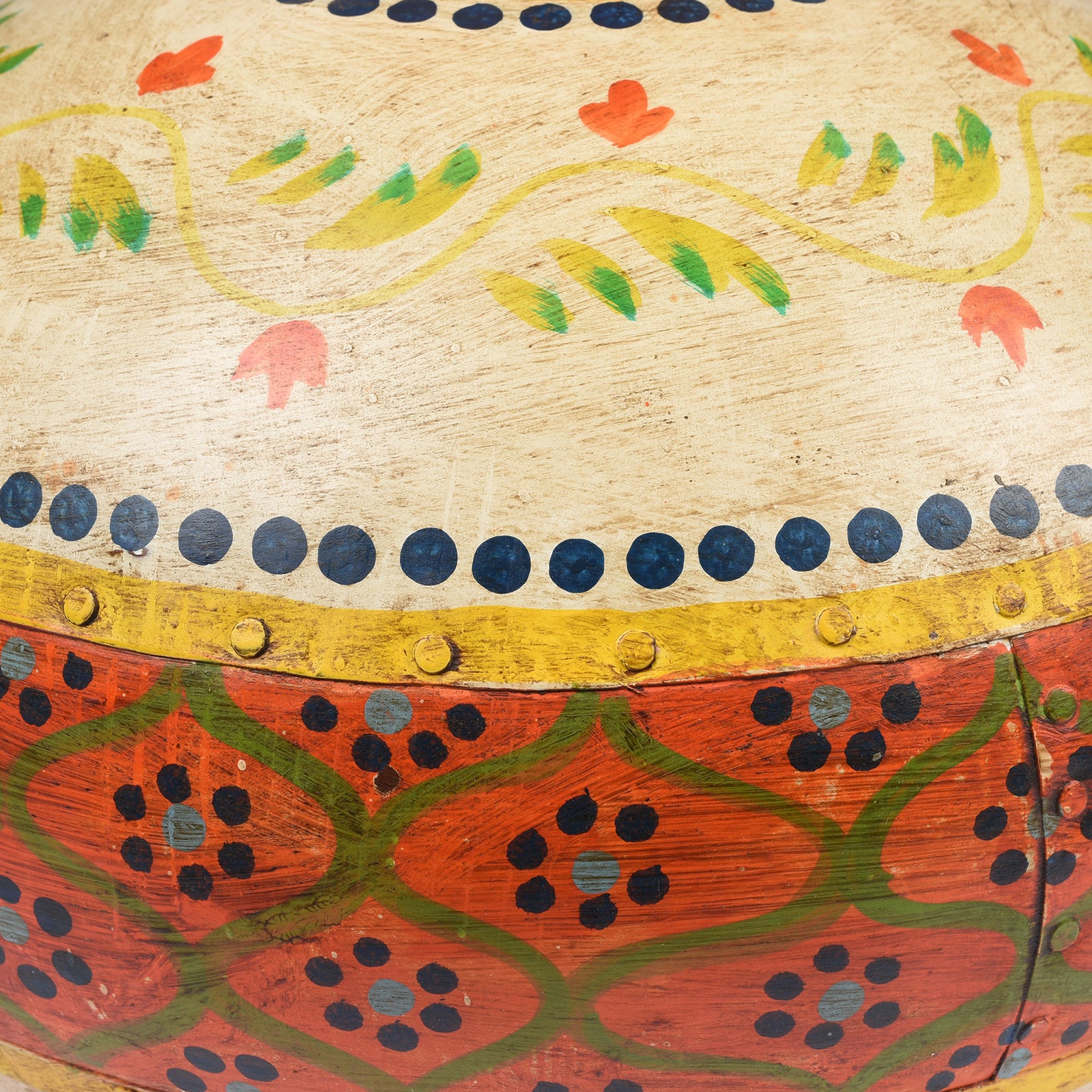 Painted Indian Iron Matka (Indian Water Pot) | Indigo Antiques