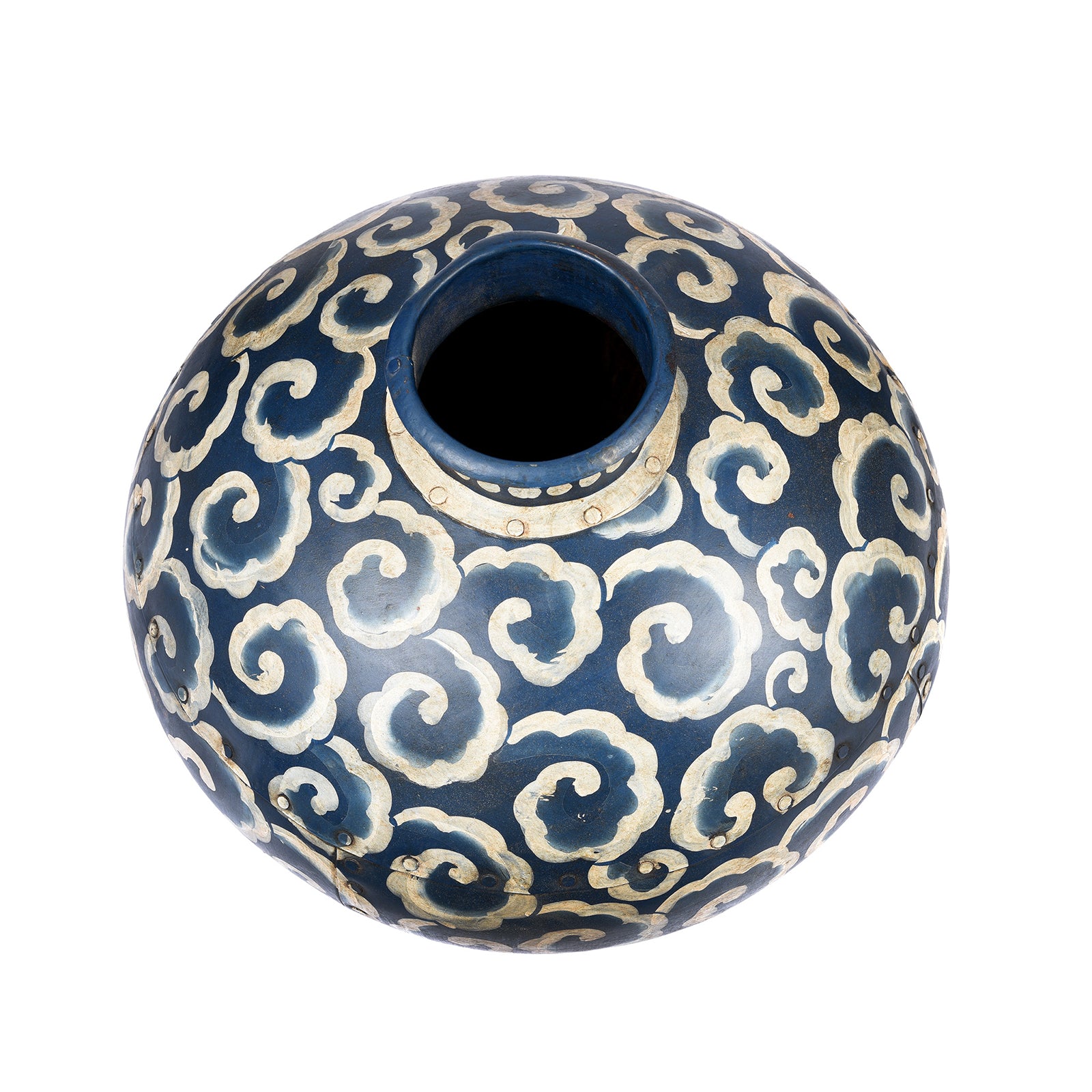 Painted Indian Iron Matka (Indian Water Pot) | Indigo Antiques
