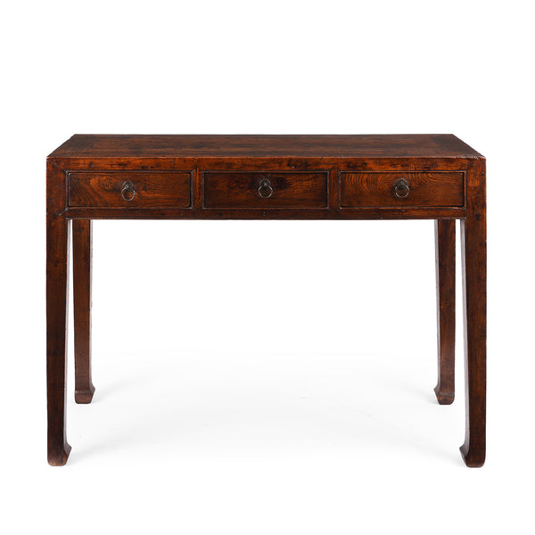 Red Elm 3 Drawer Console Table From Shanxi - 19th Century | Indigo Antiques