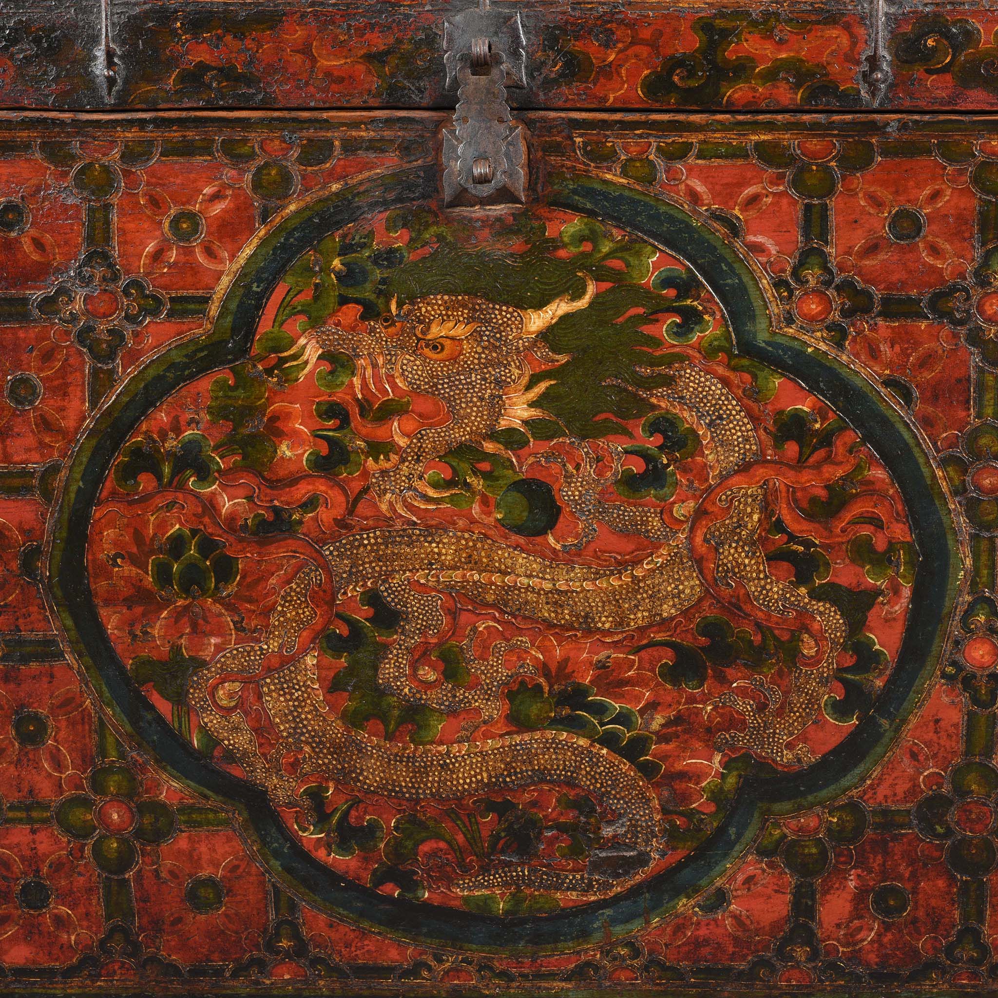 Painted Tibetan 'Dragon' Storage Chest - 18thC | Indigo Antiques
