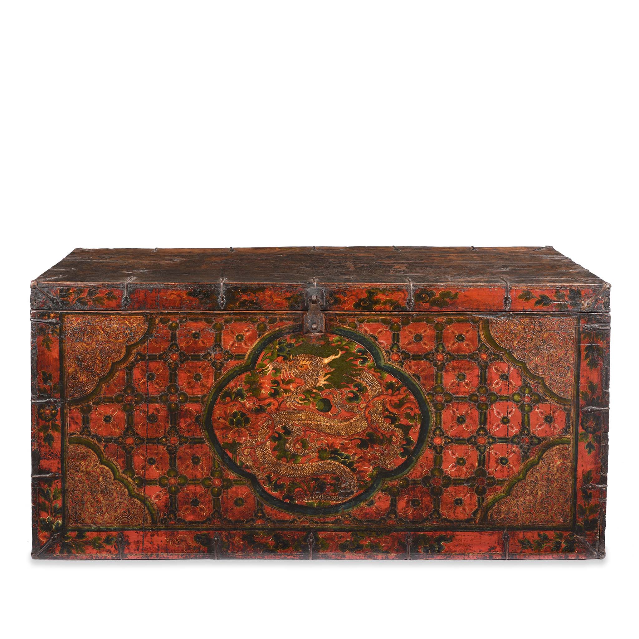 Painted Tibetan 'Dragon' Storage Chest - 18thC | Indigo Antiques