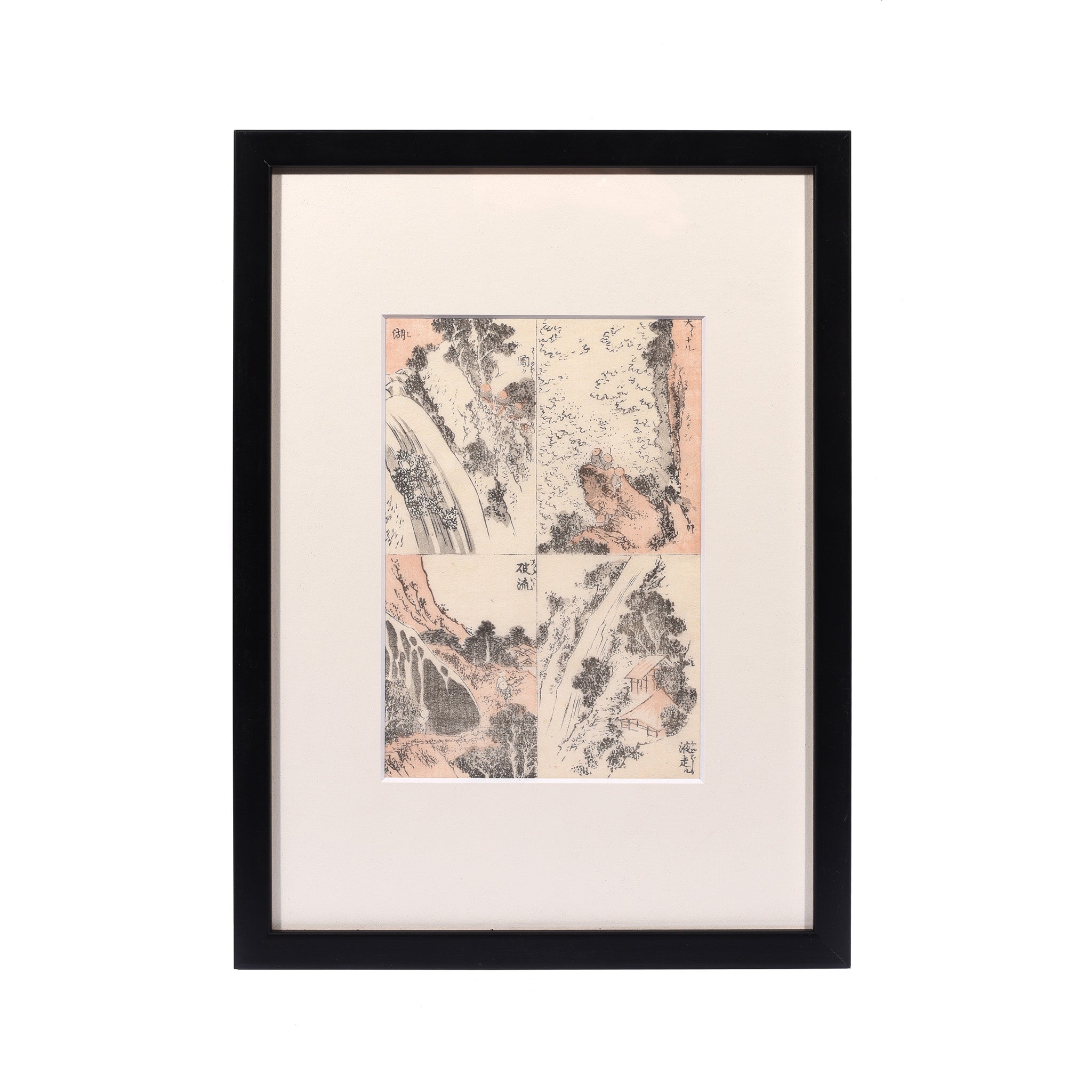 Japanese Waterfalls Hokusai Manga Woodblock Print - Late 19thC | Indigo ...