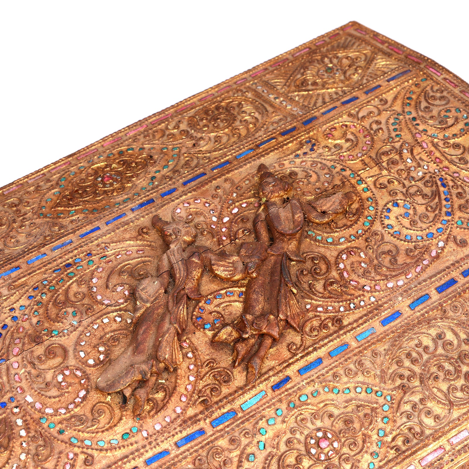 Old Gilt Wooden Burmese Manuscript Box - Sadaik | Indigo Antiques