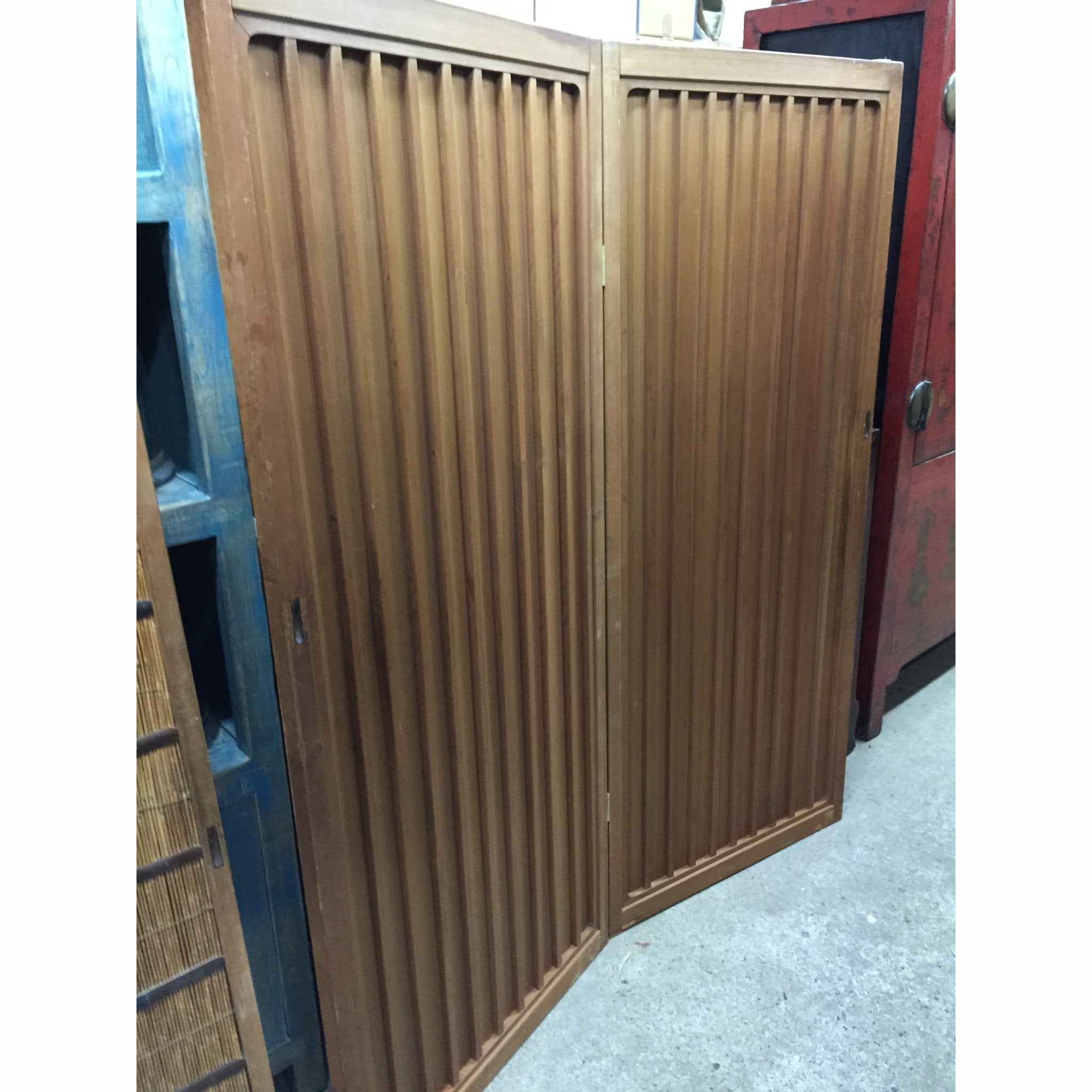 Pair of Old Japanese Reed Shoji Screens - Early 20thC - Indigo Antiques