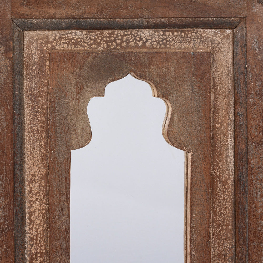Small Painted Mihrab Mirror Made From Old Teak | Indigo Antiques
