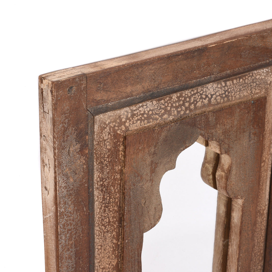 Small Painted Mihrab Mirror Made From Old Teak | Indigo Antiques